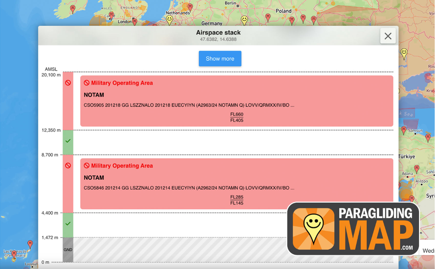 Paragliding Map introduces Notams